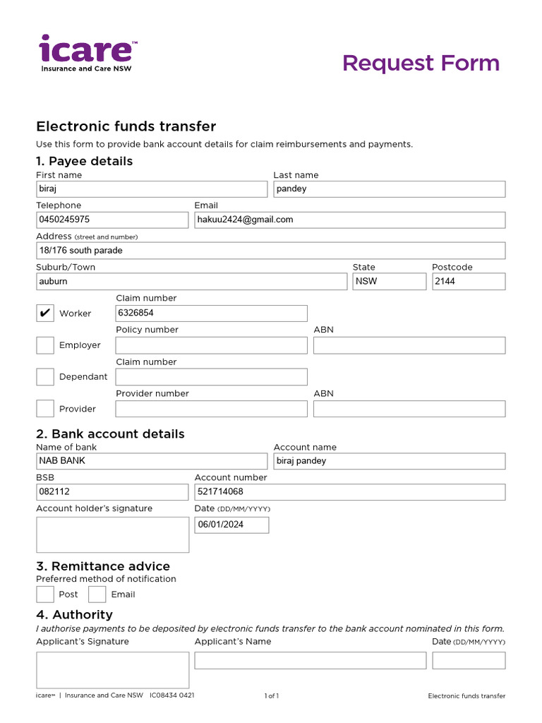 DXC NSW EFT Request Form 2023 1 | PDF