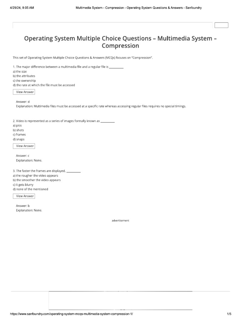 multimedia system2 compression ds mcqs | PDF