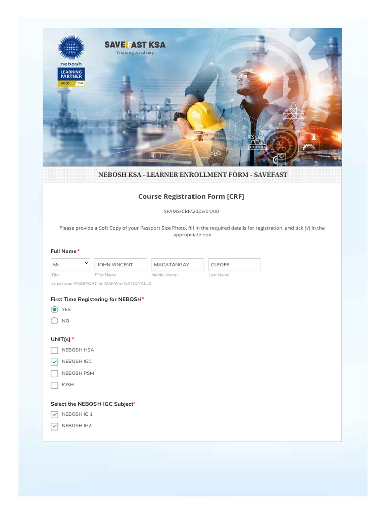 Ne Bosh Learner Enrollment Form Save Fast | PDF | Value Added Tax | Payments