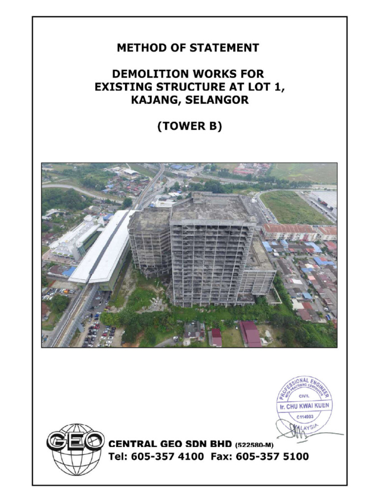 3.3 - Method of Statement - Demolition Works For Lot 1, Kajang - Tower ...