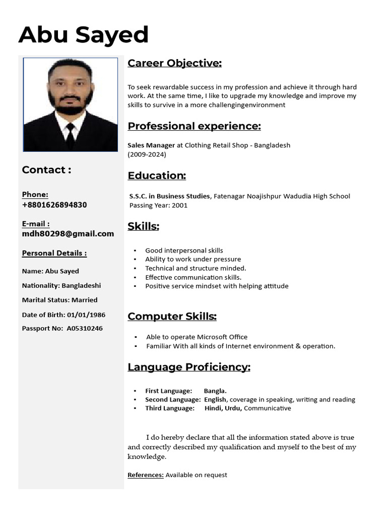 Abu Sayed CV | PDF