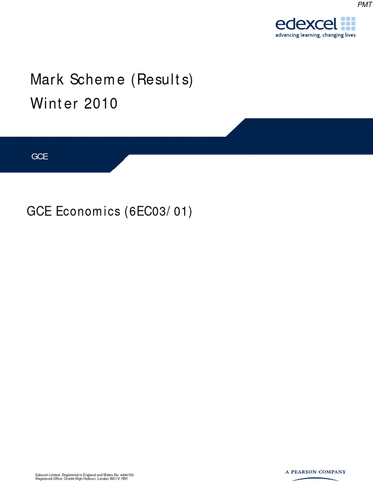 Winter 2010 GCE Economics Mark Scheme | PDF | Business Economics ...
