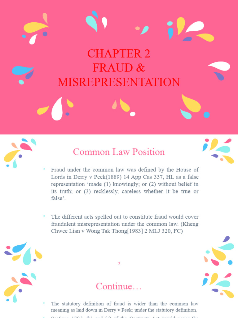 Chapter 2 Fraud and Misrepresentation | PDF | Misrepresentation | Damages