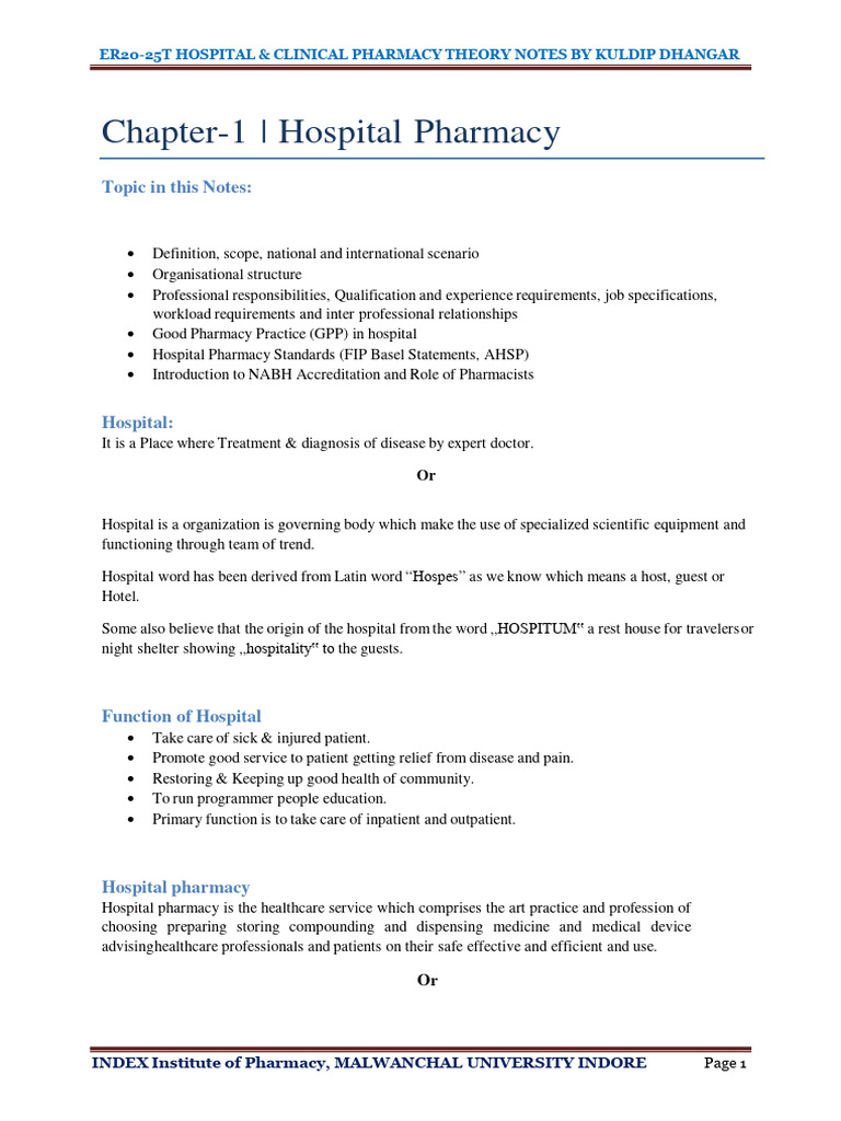 Er20-25t Hospital & Clinical Pharmacy | PDF | Pharmacy | Pharmacist