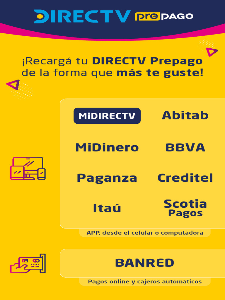 Formas de Pagar DIRECTV Prepago | PDF | Tarjeta de débito | Informática