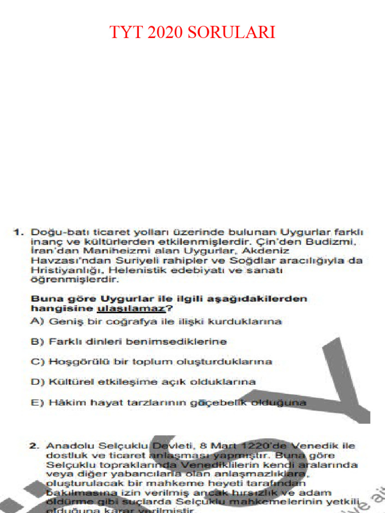 Tyt Tarih Cikmis Sorular | PDF