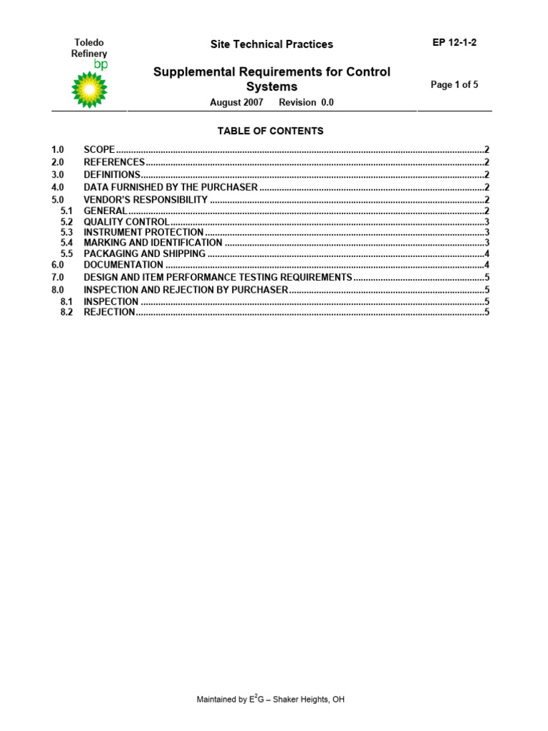 Supplemental Requirements For Control Systems: Site Technical Practices ...
