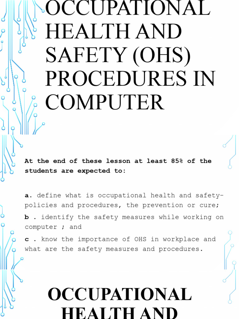 OHS Procedures for Computer Work | PDF | Occupational Safety And Health ...