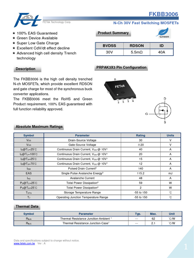 FKBB3006 | PDF | Field Effect Transistor | Mosfet