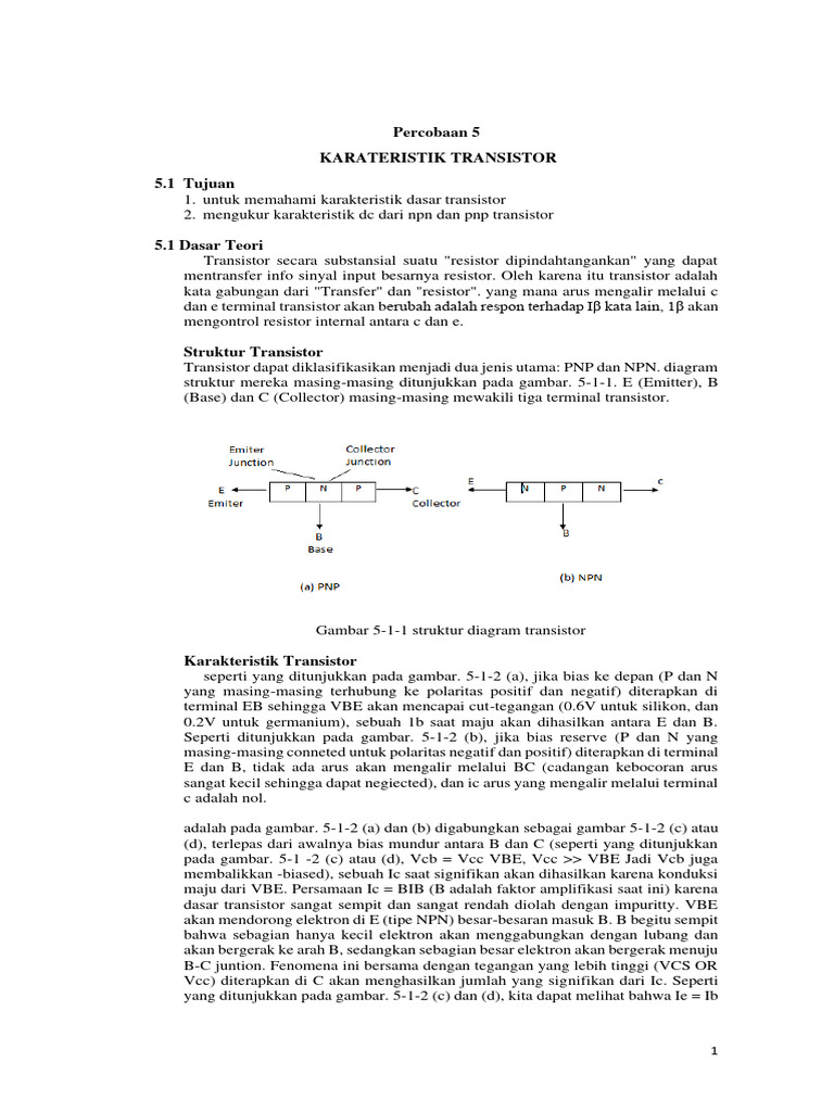 Modul Percobaan 5.karakter Transistor | PDF