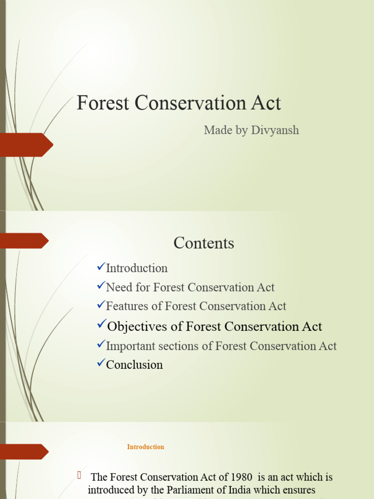 Forest Conservation Act | PDF | Social Science | Science & Mathematics