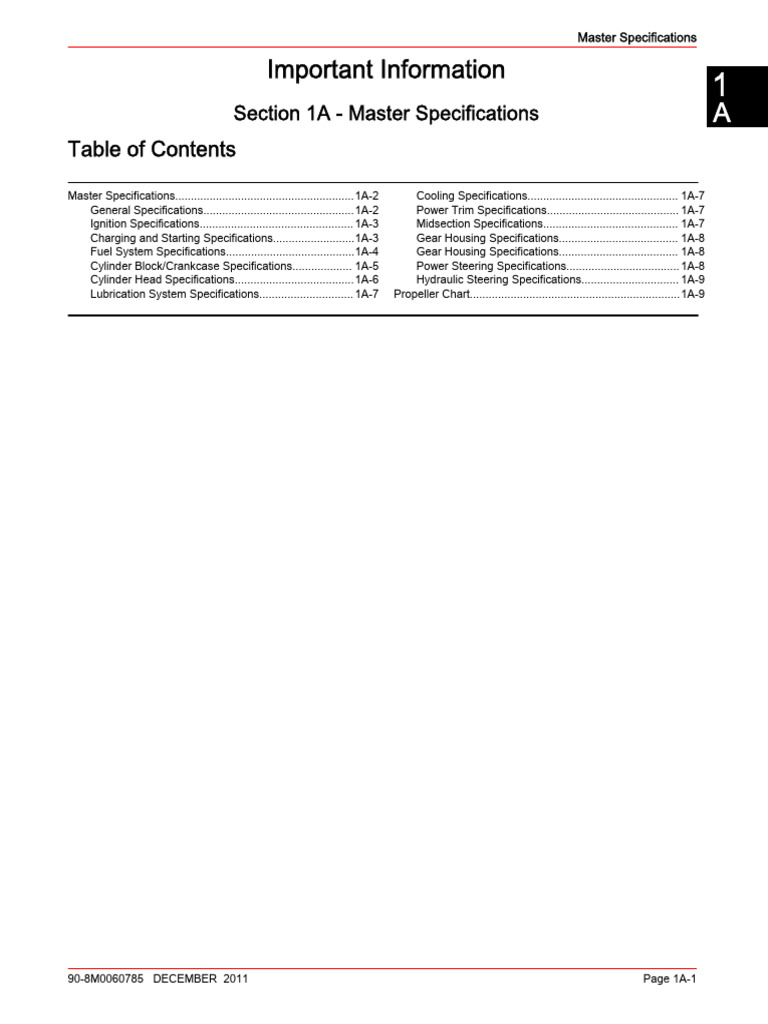 Important Information: Section 1A - Master Specifications | PDF ...