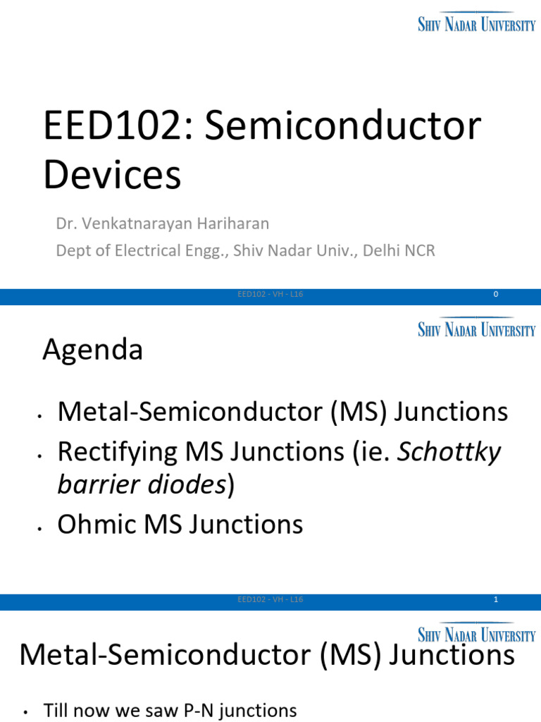 Metal-Semiconductor Junctions Explained | PDF | P–N Junction ...