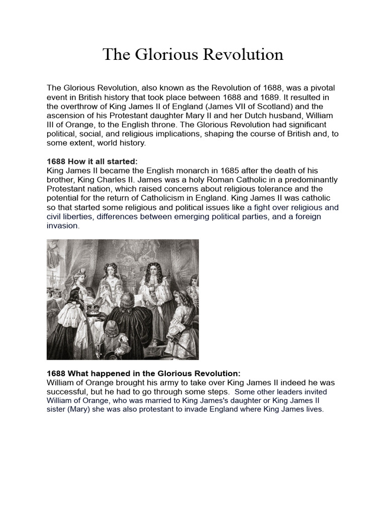 The Glorious Revolution Explained | PDF