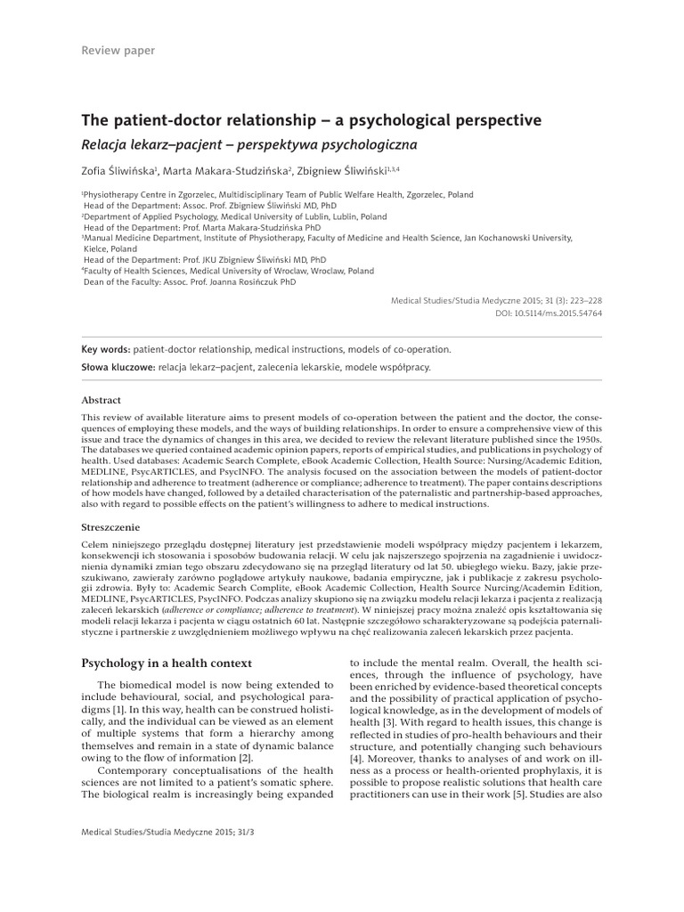 Patient-Doctor Relationship Models | PDF | Health Care | Psychology