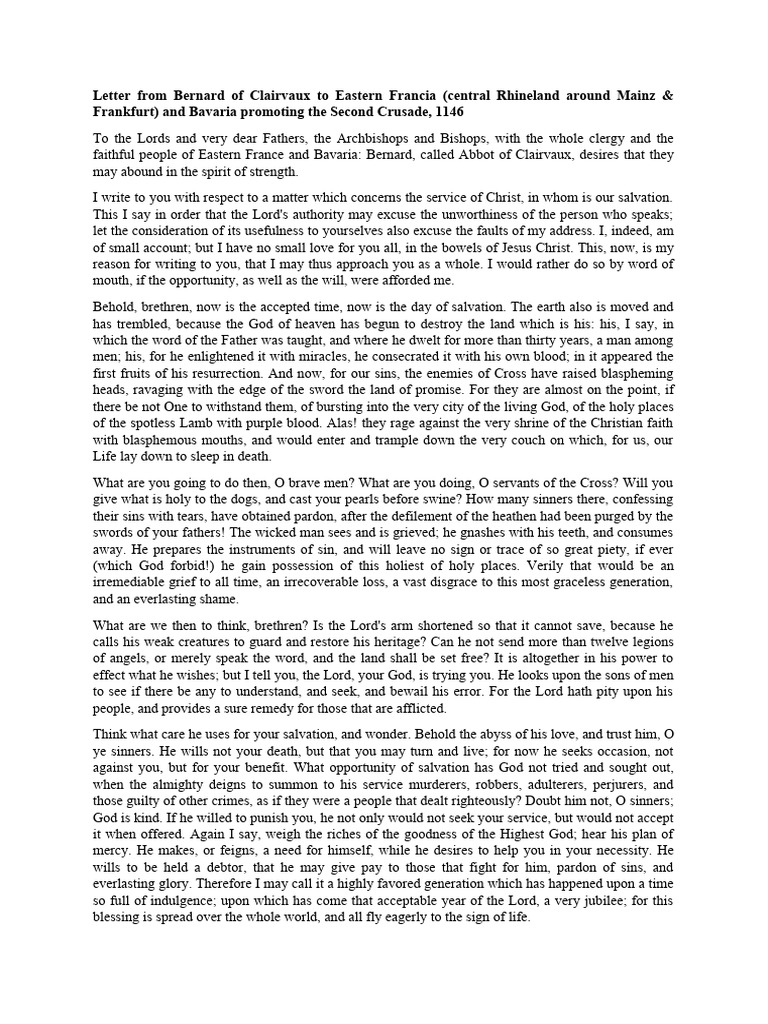 Bernard of Clairvaux Letters | PDF | Salvation | Sin