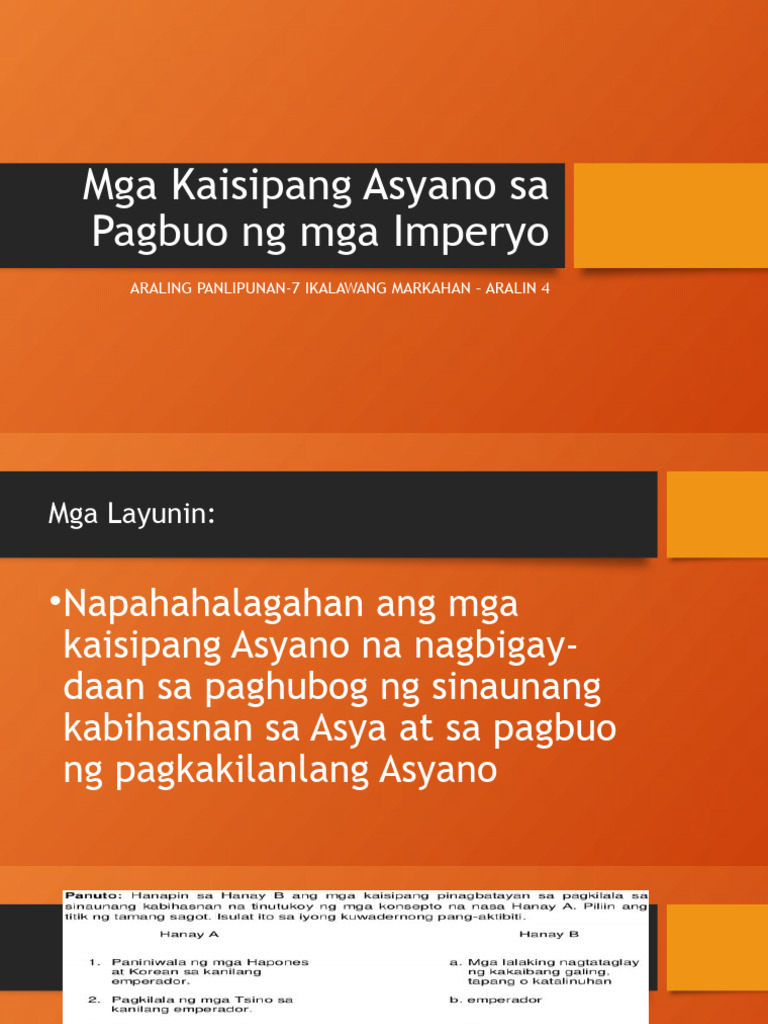 Mga Kaisipang Asyano Sa Pagbuo NG Mga Imperyo | PDF