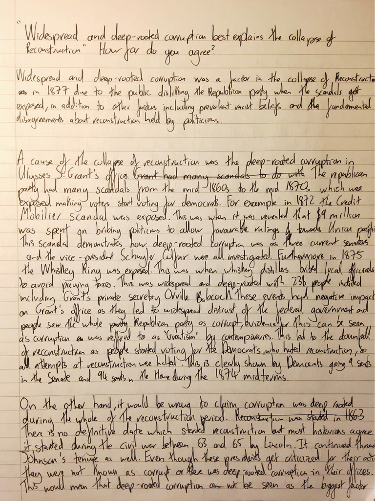 Reconstruction Essay 30 Marker | PDF