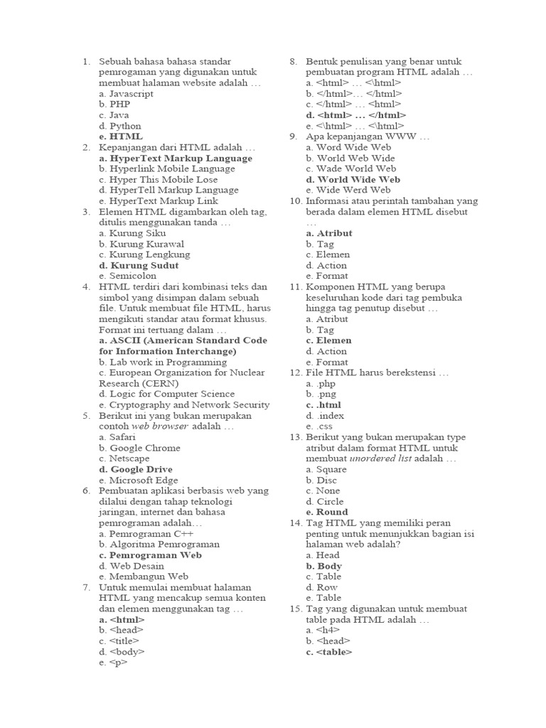 Soal Pemrograman Dasar X TKJ | PDF