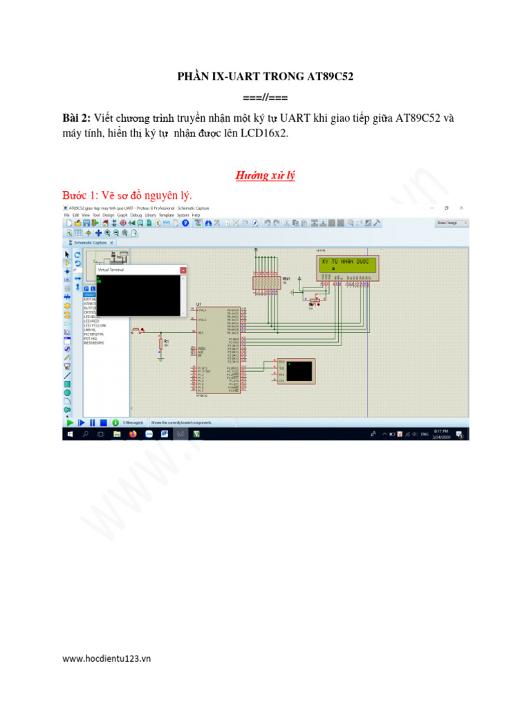 Bài 2-Nhận một ký tự giữa UART AT89C52 và máy tính | PDF