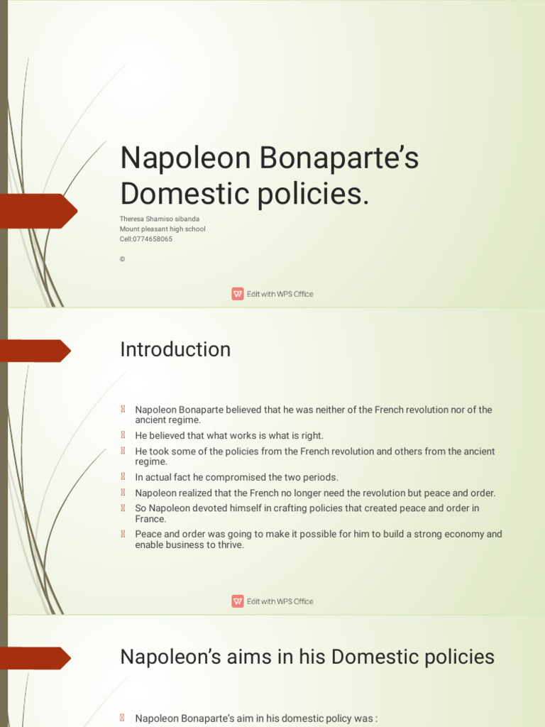 Napoleon Bonaparte Domestic Policies-1 | PDF | First French Empire ...