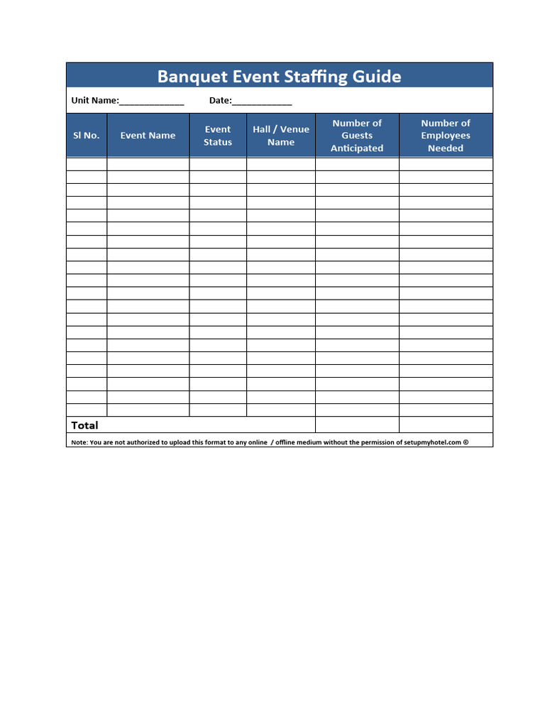 Banquet Event Staffing Guide Sample Format | PDF | Business