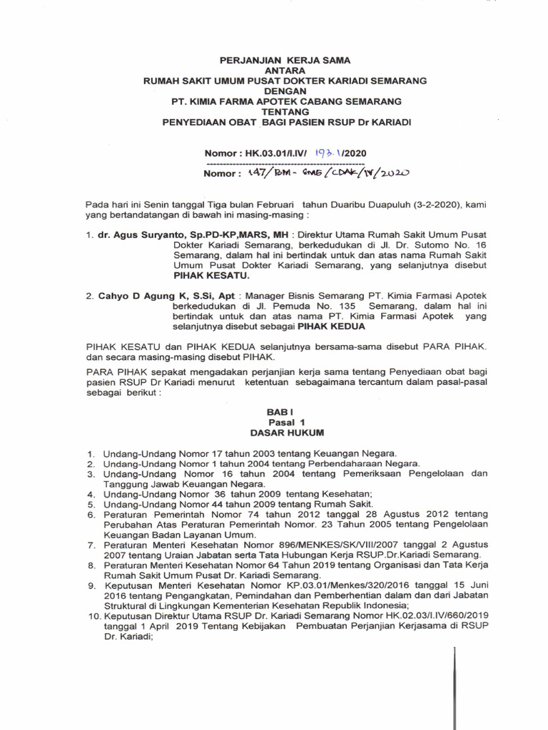 PKS PT. Kimia Farma Apotek Cabang Semarang Tentang Penyediaan Obat Bagi ...