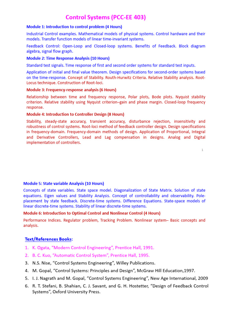 Control Systems Presentation - 1 | PDF | Control Theory | Feedback