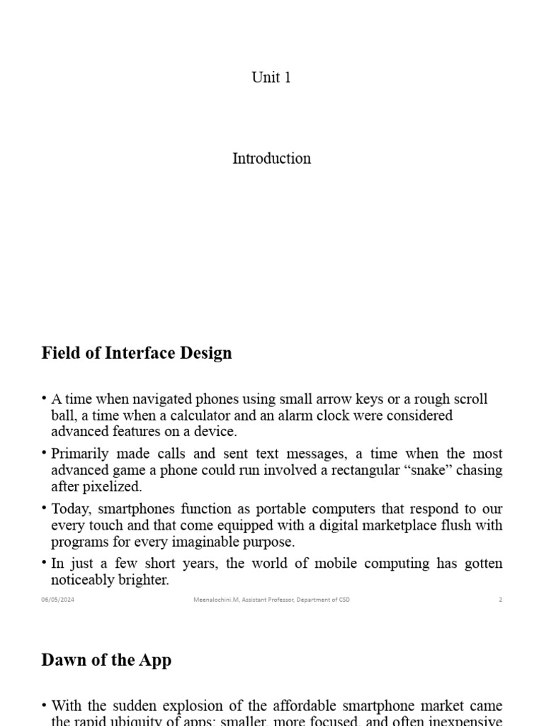 Unit 1-Introduction To Interface Design | PDF | Android (Operating ...