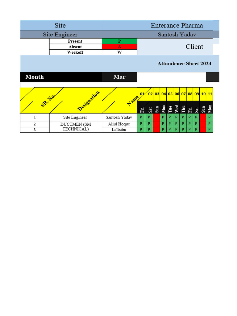 March Month Attendance | PDF