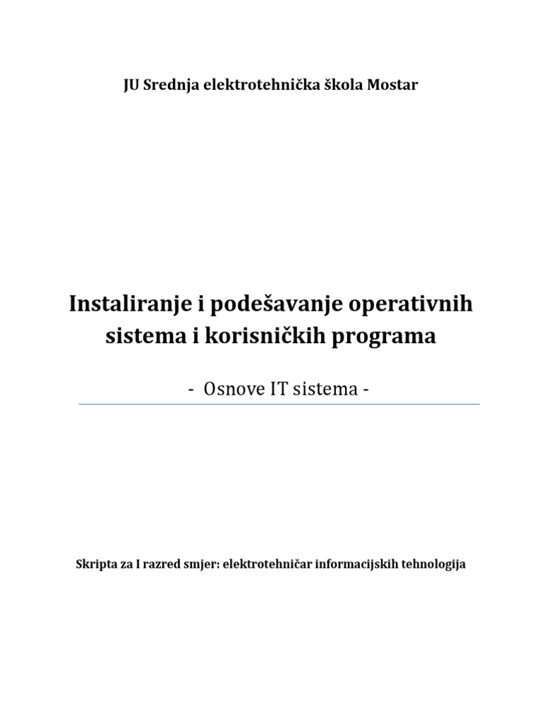 Instaliranje I Podesavanje Operativnih Sistema I Korisnickih Programa | PDF