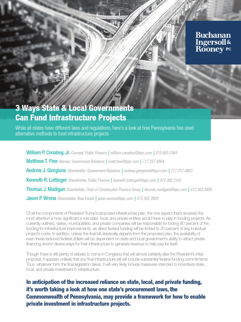 Brochure-Infrastructure Plan-3 Ways To Fund Projects-20180405 | PDF ...