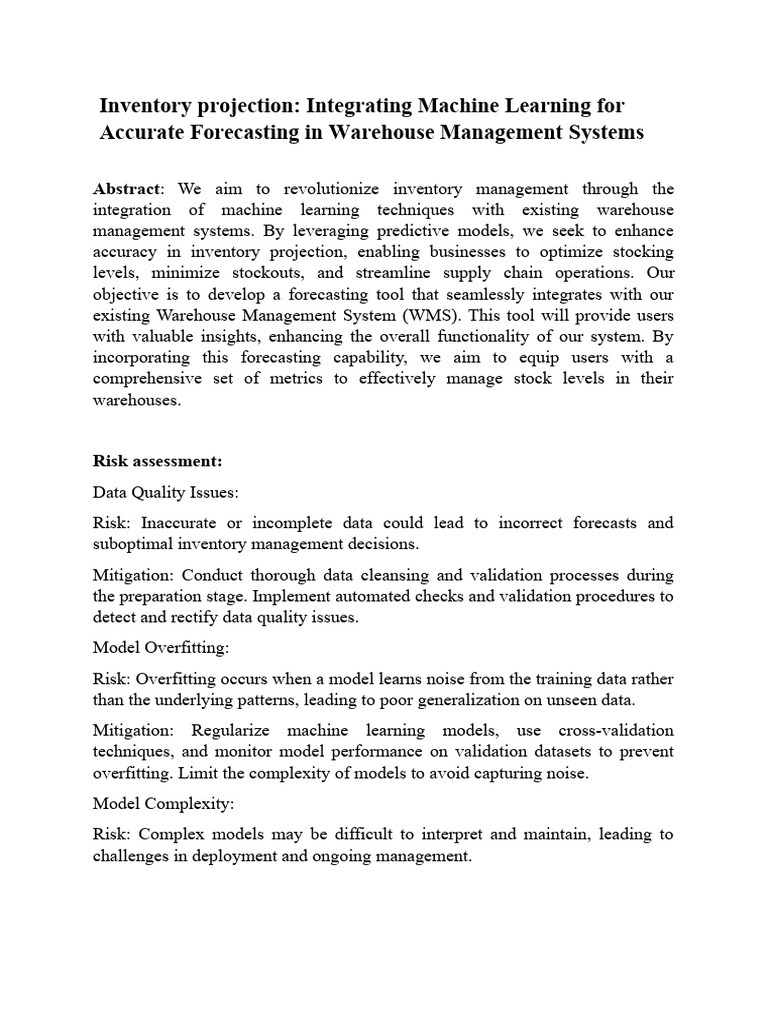 Inventory Projection: Integrating Machine Learning For Accurate Forecasting in Warehouse ...