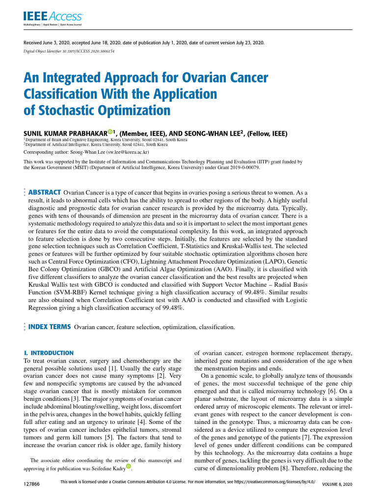 An Integrated Approach For Ovarian Cancer Classification With The ...