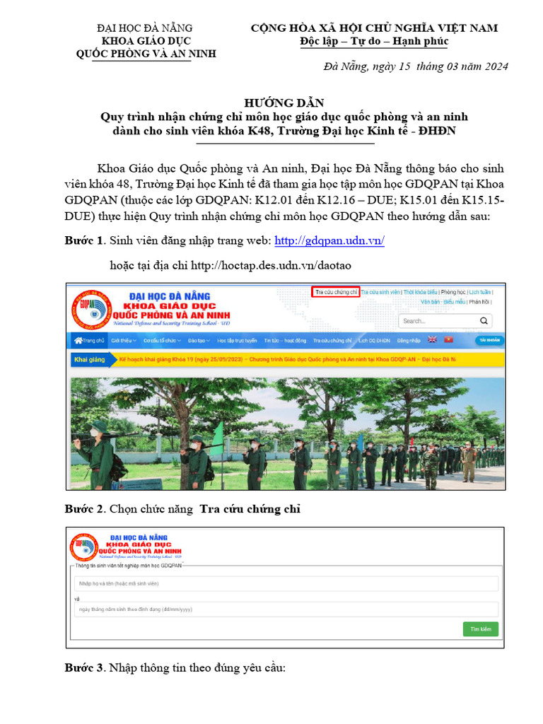 QUY TRÌNH NHẬN CHỨNG CHỈ DHKT K48 | PDF