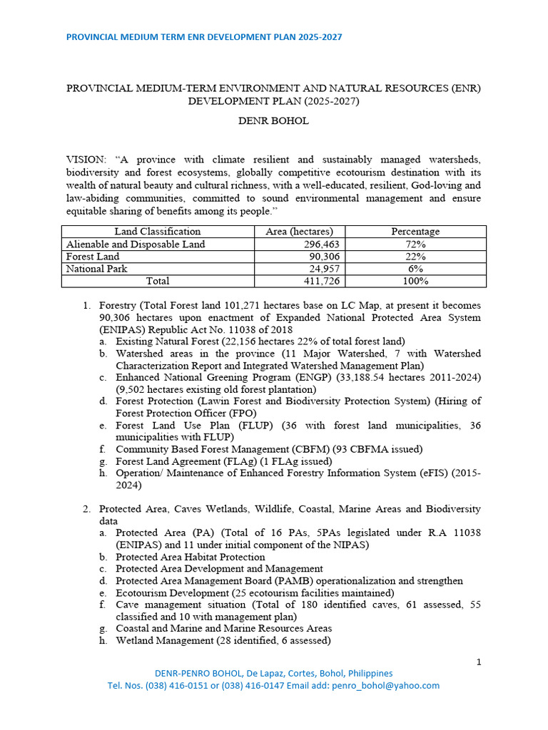Bohol Provincial Medium Term Enr Development Plan 2024 2027 Edited ...
