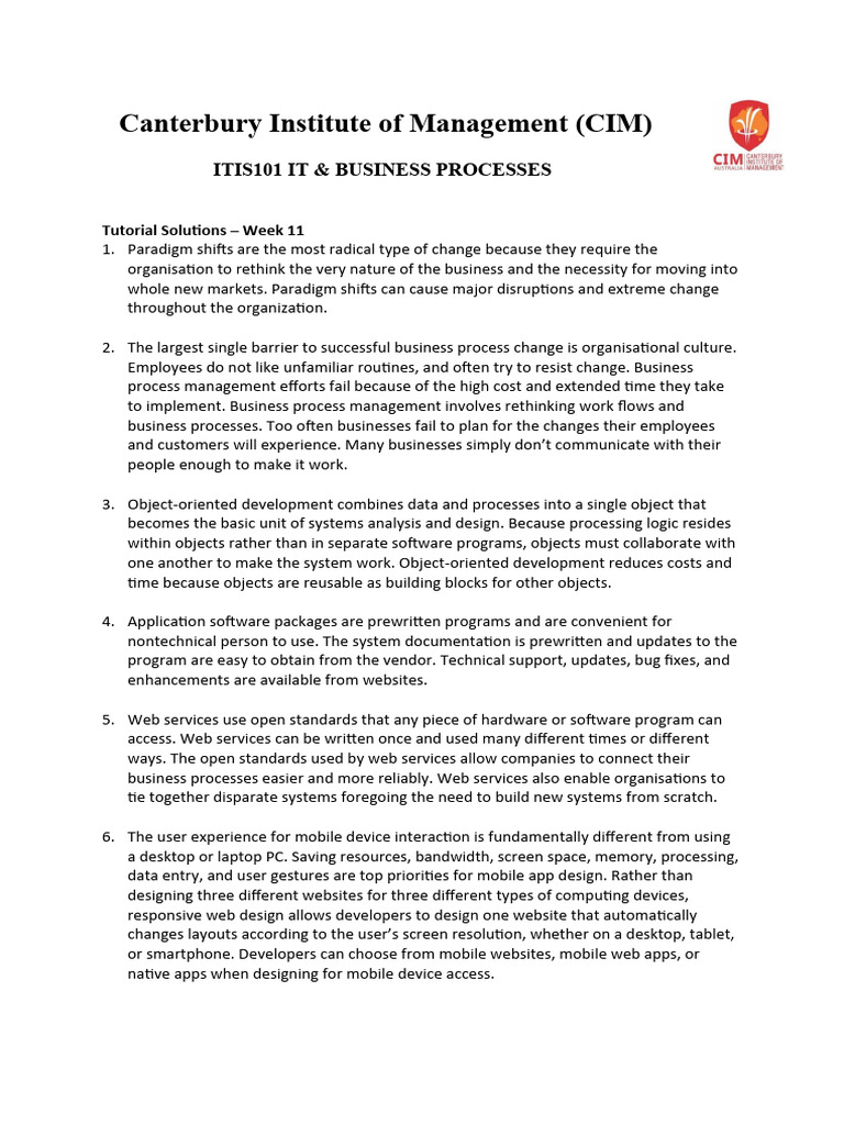 ITIS101 Week 11 Tutorial Solutions | PDF | Class (Computer Programming ...