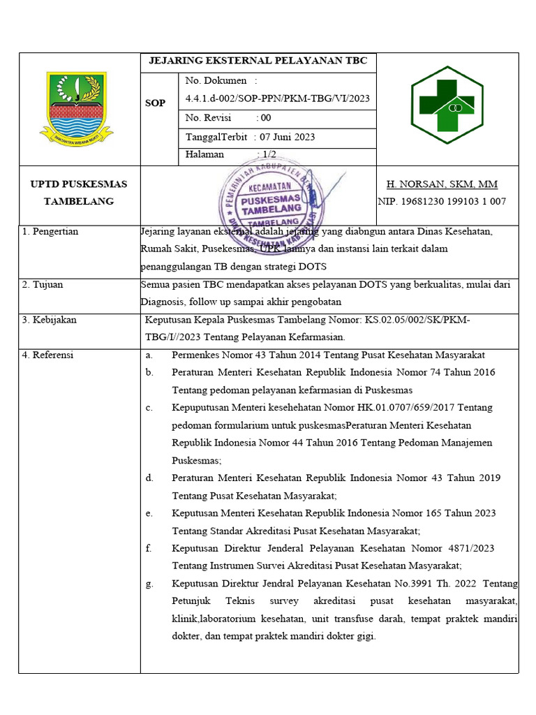Sop Jejaring Eksternal TB | PDF | Kesehatan Holistik | Sains & Matematika