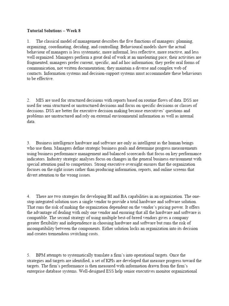 Tutorial Solutions - Week6 | PDF | Business Intelligence | Analytics