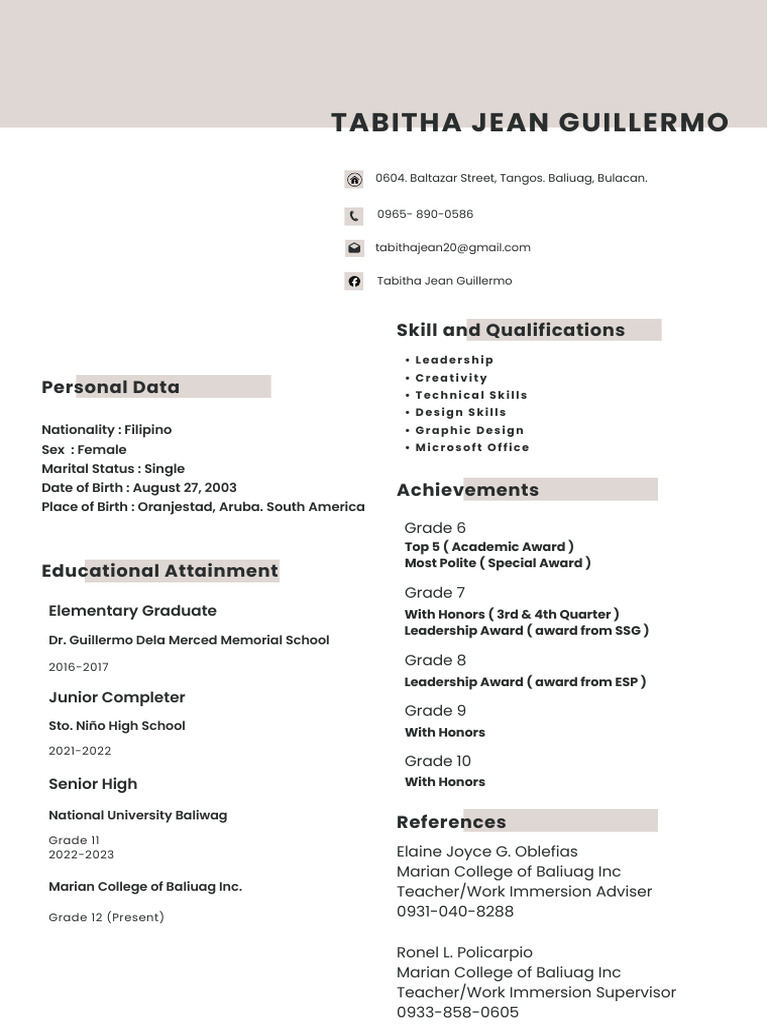 Simple Professional CV Resume | PDF