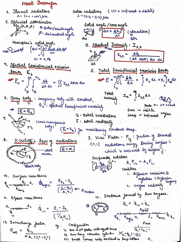 Heat Transfer Short Formulas | PDF