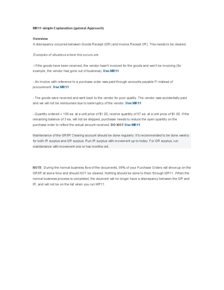 Understanding MR11 in SAP Transactions | PDF