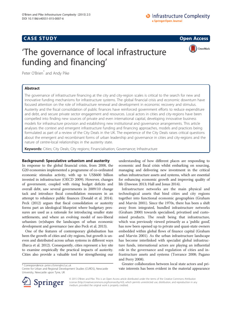 The Governance of Local Infrastructure | PDF | Taxes | Infrastructure