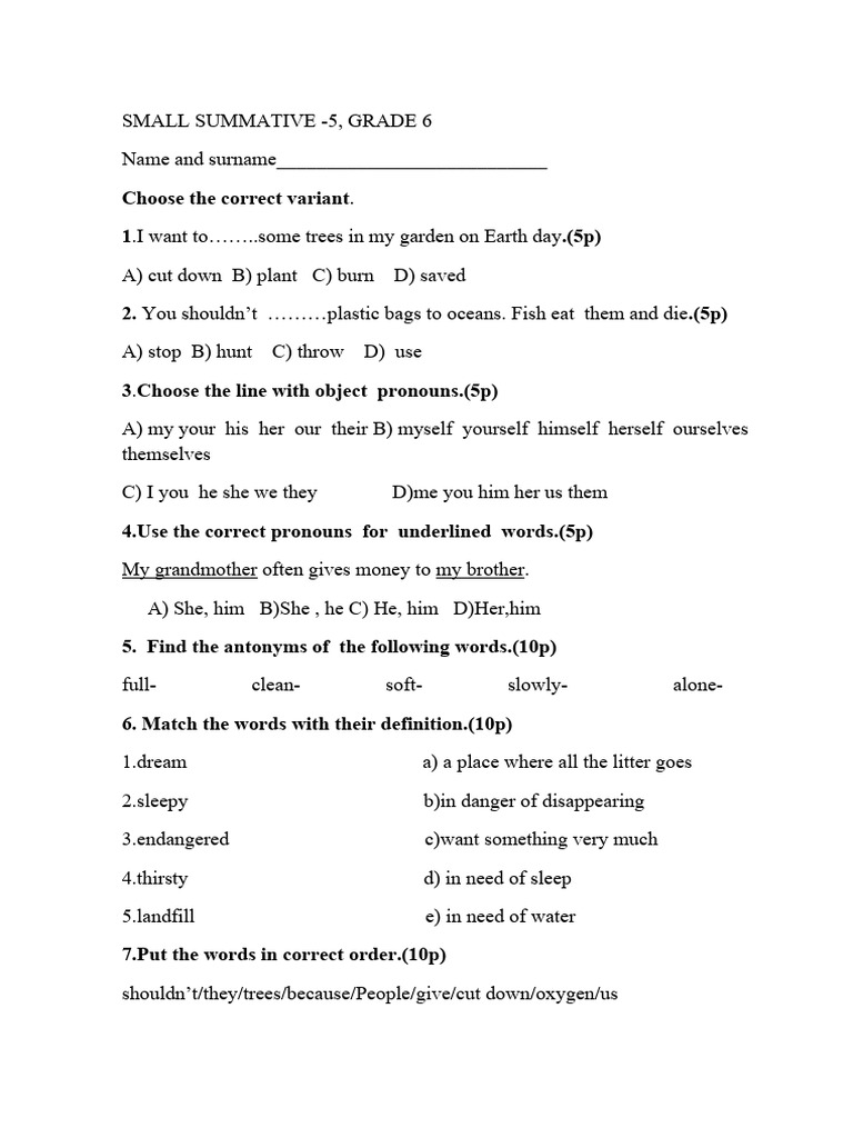 Grade 6 English Summative Assessment | PDF | Language Arts & Discipline ...