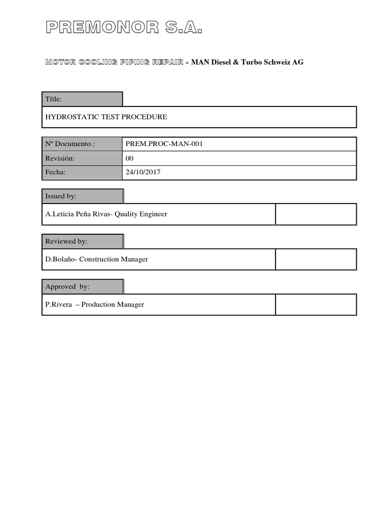 Pressure Test Procedure | PDF | Pipe (Fluid Conveyance) | Plumbing