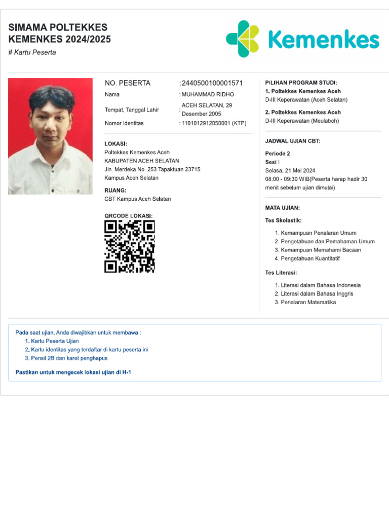 Kartu Peserta M.ridho | PDF