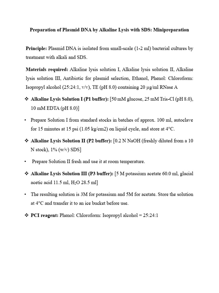Plasmid Extraction Protocol | Download Free PDF | Precipitation ...