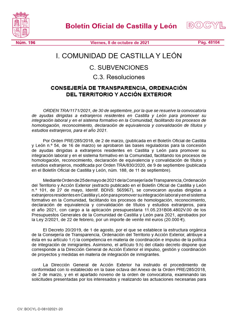 BOCYL-D-08102021-20 | PDF | Gobierno | Gobernancia