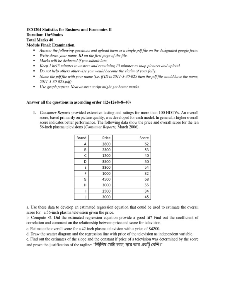 MID1 | PDF | Regression Analysis | Linear Regression