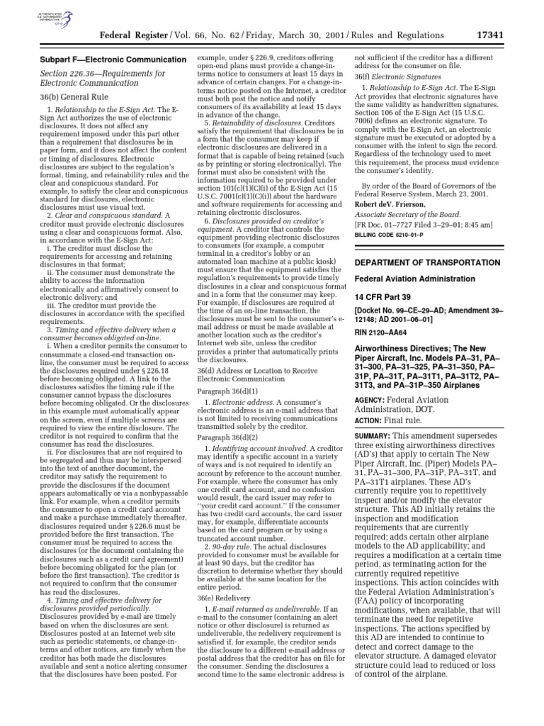 Federal Register / Vol. 66, No. 62 / Friday, March 30, 2001 / Rules and ...